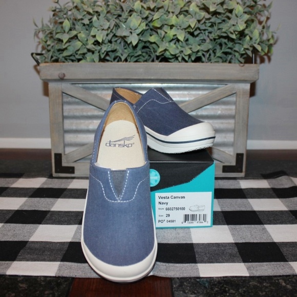 Dansko | Shoes | Nib Dansko Vesta Girls Canvas Navy Blue Clogs | Poshmark